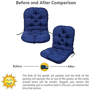 BOOMSHY Waterproof U-Shape Patio Chair Cushions Tufted Seat Cushions Replacement Seat Cushion for Rocking Chair Backyard Couch Sofa (Navy, 2)