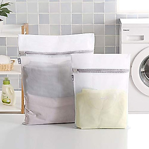 everd1487HH Thicken Fine Mesh Net Washing Bag Laundry Bag Clothes Bra Underwear Washing Zipper Pouch White-Small Small