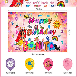 AUSDU Manana Birthday Party Supplies,1 Happy Birthday Backdrop,18 Ballons for Manana Party Decorations, 5 x 3FT Karol G Birthday Banner Decor Photo Background for Girls Boys Kids