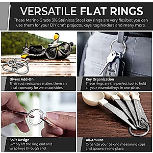 Crest Stainless Steel Key Rings - 10 Pcs - ~1.25inch, 32mm Surgical - Marine Grade SS316 Round Split Key Rings for Keychains - Surgical - Marine Grade Stainless Steel Keychain