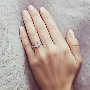 BERRICLE Sterling Silver Solitaire Wedding Engagement Rings 1.2 Carat Princess Cut Cubic Zirconia CZ Leaf Promise Ring for Women, Rhodium Plated Size 4.5