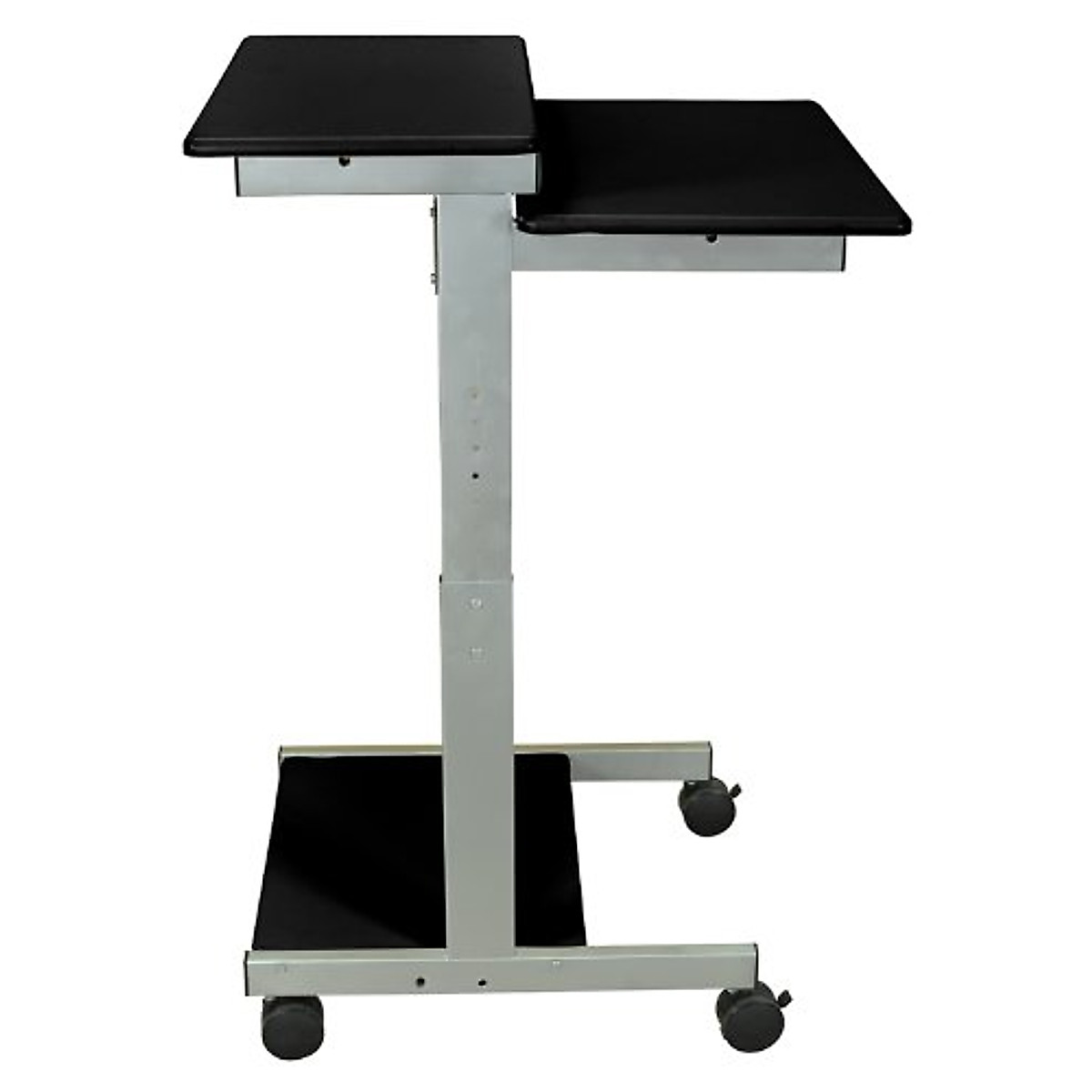 Luxor Rolling Stand Up Presentation Station with 2 Shelf and Steel Frame, Black - Perfect for School, Classroom, Office and More