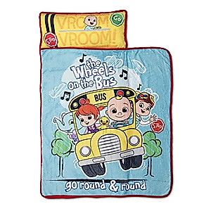CoComelon Kids Nap-Mat Set – Includes Pillow and Fleece Blanket – Great for Boys or Girls Napping During Daycare, Preschool, or Kindergarten - Fits Toddlers and Young Children