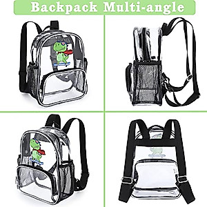 Clearlove Clear Backpack Heavy Duty Kids Backpack with Dinosaur Print Use Piping Design Suitable for Schools,Stadiums, Beaches and Other Living Places(A4 size books are not supported)