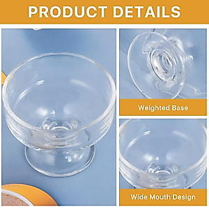 Akamino 6 Pack Glass Dessert Bowls with 3 Pack Flower Spoons, 6.5 oz Ice Cream Bowls Mini Trifle Bowl, Crystal Glass Bowls for Sundae,Fruit,Salad, Pudding, Nuts,Snack