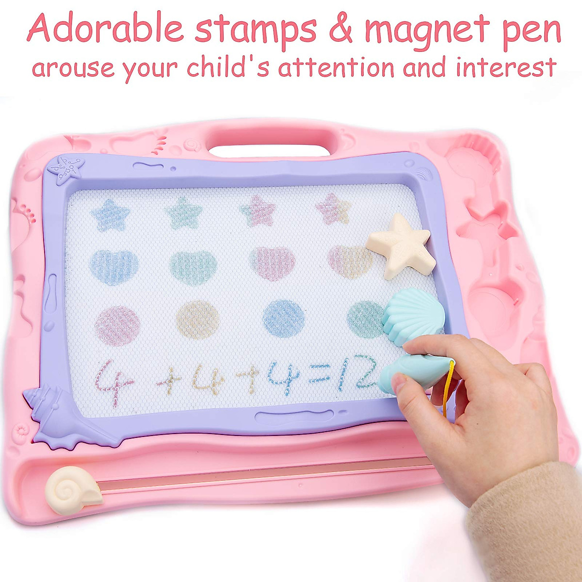 Automoness Magnetic Drawing Board for Kids, Toddler Toys for 1-4 Years Boys & Girls, Color Erasable Doodle Writing Pad, Learning Painting Pad, Preschool Educational Toy for Toddlers, Kids Gift (Pink)