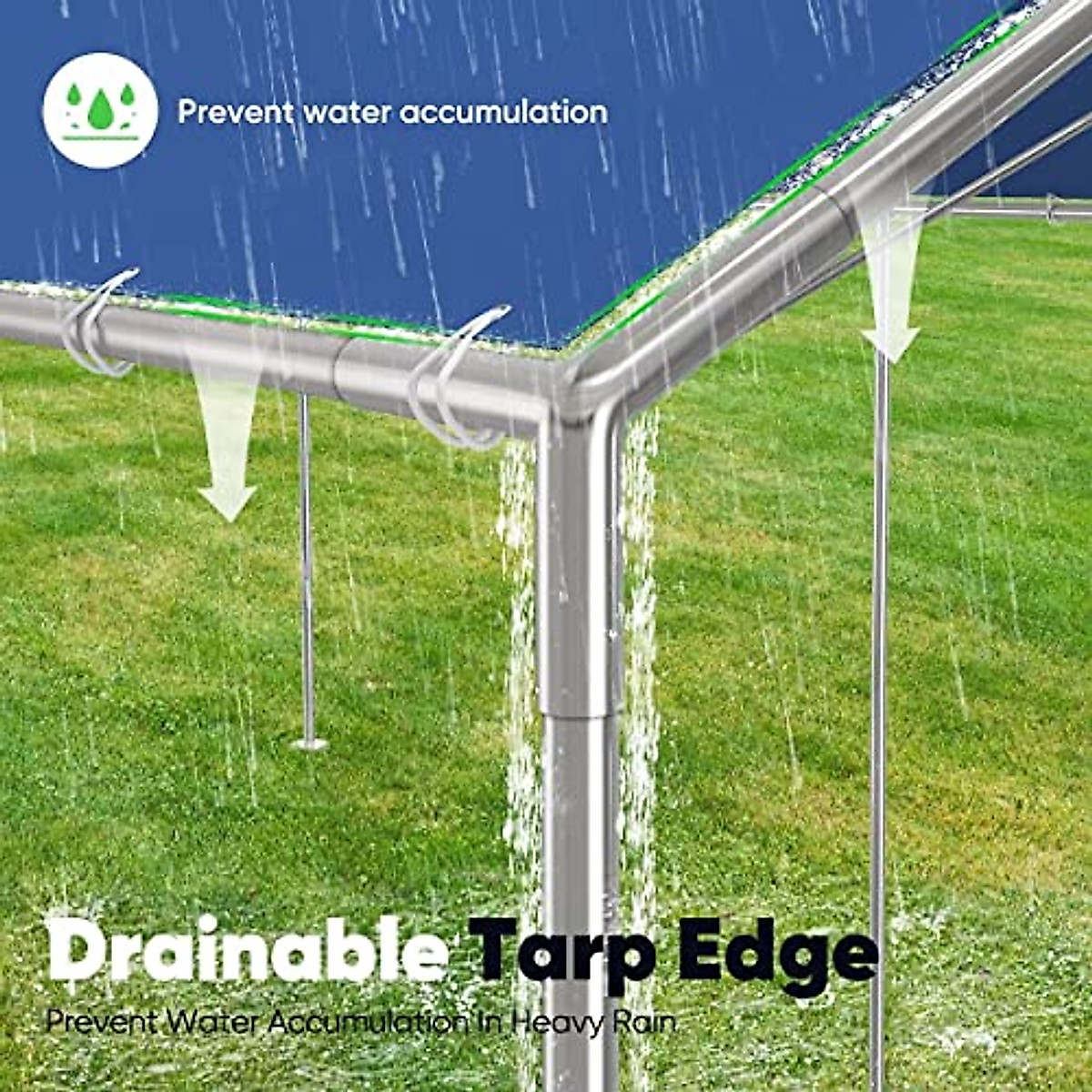 Quictent 10X20ft Upgraded Heavy Duty Carport Car Canopy Party Tent with Reinforced Steel Cables-Blue