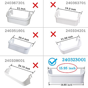 240323001 Refrigerator Door Bin, Refrigerator Side Shelf Replacement Part, (15.95in long), Fit for frigidaire kenmore, Replace AP2115741, PS429724, AH429724, 240323007, (DON’T fit freezer door)