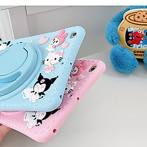 for iPad 9th/8th/7th Generation Case, iPad 10.2 Case 2021/2020/2019, with 360° Rotatable Kickstand Cute Cartoon Shockproof 10.2 Inch Silicone Case (Pink)