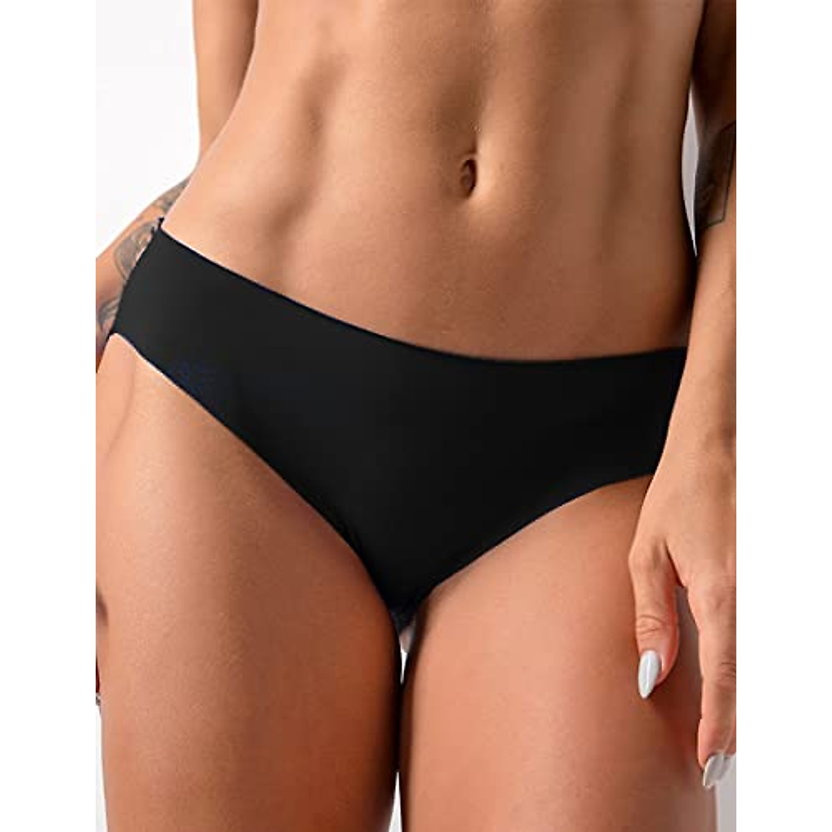 Kiench Teens Girls Seamless Underwear No Show Bikini Panties Tagless 6-Pack US XL / Size 22 / 16-18 Years / Women Panty Size 7, Black & Beige