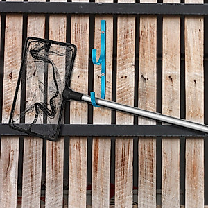 6 Pieces Pool Pole Hook Hanger Swimming Metal Brackets Pool Hook with 12 Pieces Screws for Telescopic Poles, Skimmers, Leaf Rakes, Net, Brush, Vacuum Hose, Garden and Pool Accessories (Blue)