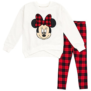 Disney Minnie Mouse Little Girls FleeceSweatshirt and Leggings Outfit Set White/Red 7-8
