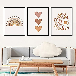 PUYIQARE You Are My Sunshine Canvas Wall Art Nursery Art Print Heart Nursery Wall Art Boho Wall Art Prints for Girls Room Decor Boho Sunshine Nursery Decorfor Baby Kids Room Decor Unframed