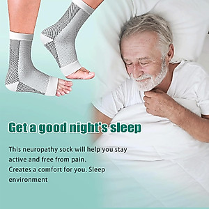 AGERALIY 2 Pairs Upgraded Neuropathy Socks - 20-30mmHg Compression Socks for Men&Women,Ankle Brace Plantar Fasciitis Socks for Arch Support,Achilles Tendonitis,Foot Edema & Fatigue(Black+White,L/XL)