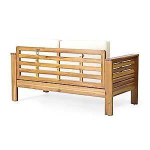 Christopher Knight Home Louver Chat Set, Teak + Cream