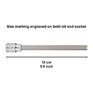 CASOMAN 10 Pieces 3/8 Inch Drive Long Hex Bit Socket Set, 1/16 Inch to 1/2 Inch, SAE, Extra Long Allen Hex Bit Socket Set, CR-V and S2 Steel