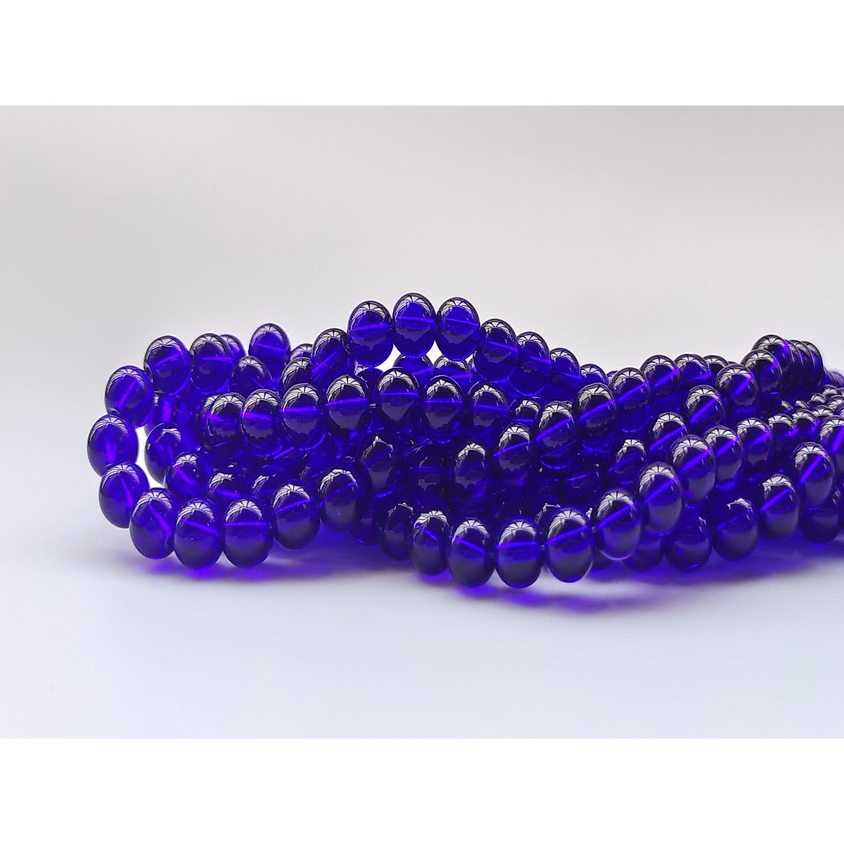 Glass Beads 8mm 100pcs Round Smooth Loose Beads for Bracelet Necklace Jewelry Making Craft DIY （8mm, 50805 Dark Blue）