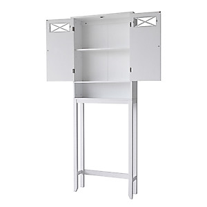 Elegant Home Fashions Dawson Wooden Space Saver with Cross Molding and 2 Doors, White