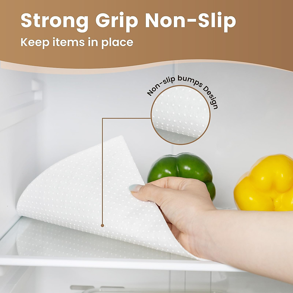 Shinlendid Refrigerator Liners Non-Slip 12IN x 10Feet, Absorbent Fridge Shelf and Drawer Liners Keep Fruits & Vegetables Fresh, Washable Refrigerator Mats, Whinte