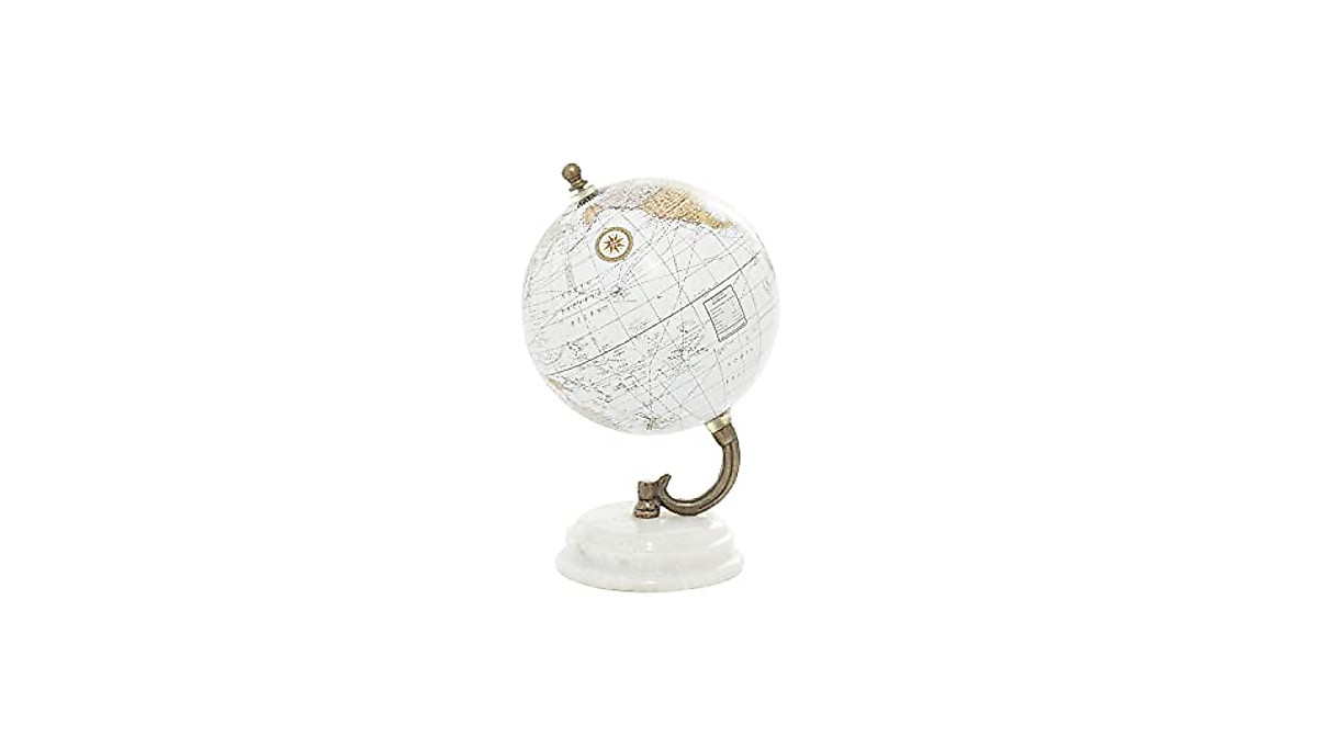 Deco 79 Marble Globe – Elegant White Desk Decor | Modern Design