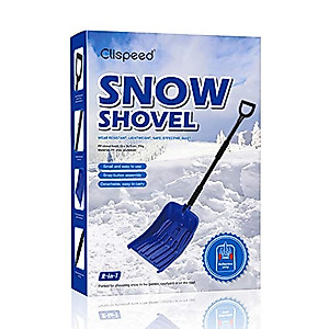 CLISPEED Snow Shovel for Car, Folding Snow Shovel with Ice Scraper for Car Truck Driveway Snow Removal (Blue)
