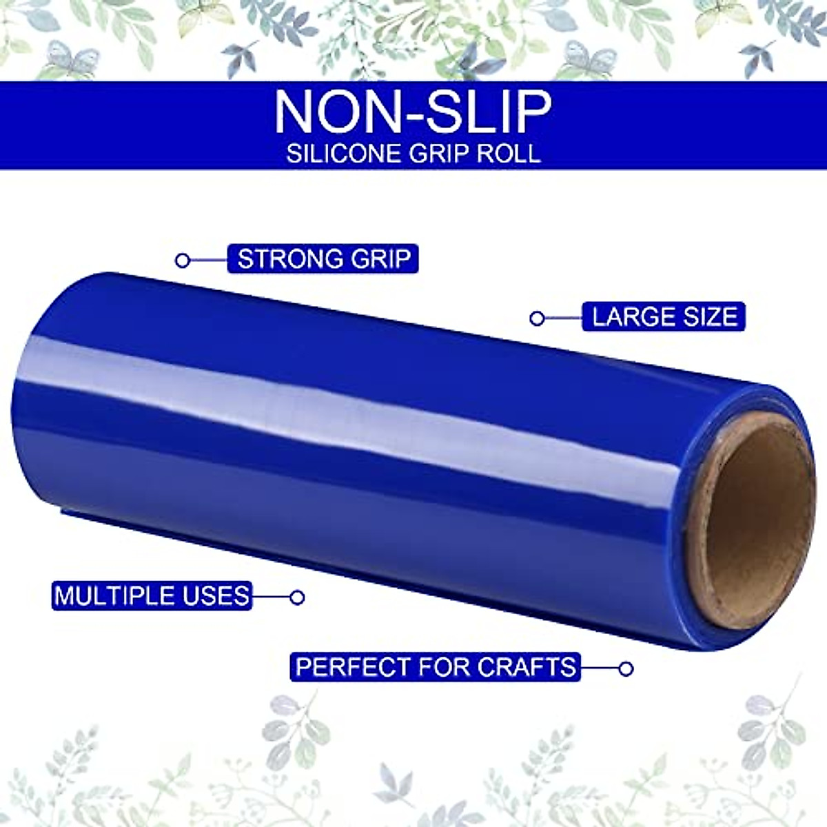 2 Pcs Non Slip Silicone Grip Material Roll Anti Slip Large Roll 7.87'' x 3 ft Cut to Size Non Slip Mat Large Table Pads for Eating Aids Baking Crafts Table Counter Drawer or Any Surface, Blue