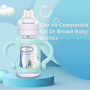 Smarbore Bottle Handles for Dr Brown Narrow Baby Bottles, 100% Silicone Baby Bottle Holder for Easy Grip, Sippy Cup Handle for Dr Brown Narrow Sippy Bottle, Teach Babies to Drink Independently, 2 Pack
