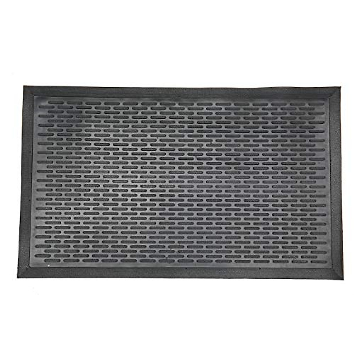 Indoor/Outdoor Hose-Wash Ribbed Design Non-Slip Rubber 2x3 Modern Entryway Mat for Entryway, Patio, Backyard, Garage, 24" x 36", Black Ribbed