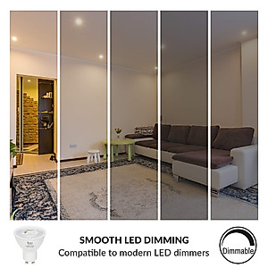 Simba Lighting LED GU10 5W Dimmable Spot Light Bulb (6 Pack) Halogen 50W Replacement MR16 Shape for Accent, Recessed, Track Lighting, 38° Beam Angle, 120V, Twist-N-Lock Bipin Base, 5000K Daylight