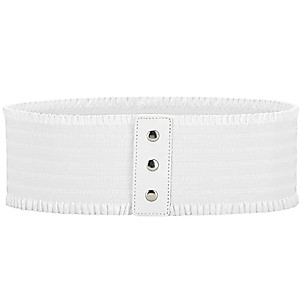 ALAIX Women's Wide Belt Stretchy Dress Belts Elastic Snap-Button Corset Belts for Women Waist Belt Waistband White(Fits 33~37 inches)