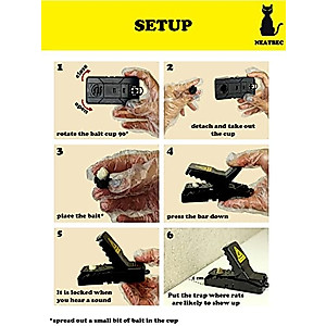 Reusable Mouse Trap with Gloves Indoor and Outdoor (Pack of 6,8 and 12) Safe Mouse Trap Easy to Clean and Setup Bait Reacting Quickly, Reusable and Durable Neatbec (Pack of 6)