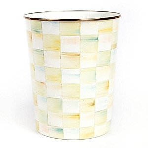 MacKenzie-Childs (p)parchment Check Waste Bin 8" dia., 9.5" tall