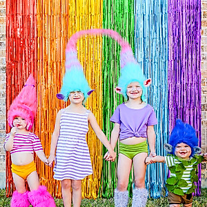 LOLStar Rainbow Foil Fringe Curtains, 2 Pack Rainbow Party Decorations 3.3x6.6ft Tinsel Metallic Streamers Holiday Photo Booth Props Backdrop for Birthday Wedding Engagement Bridal Shower Unicorn