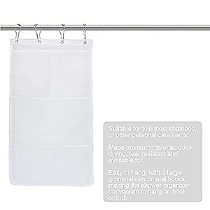 Hanging Mesh Bath Quick Dry Hanging Caddy Bath Organizer Hang on Shower Curtain Mesh Shower Caddy Space Saver(Clip Hook)