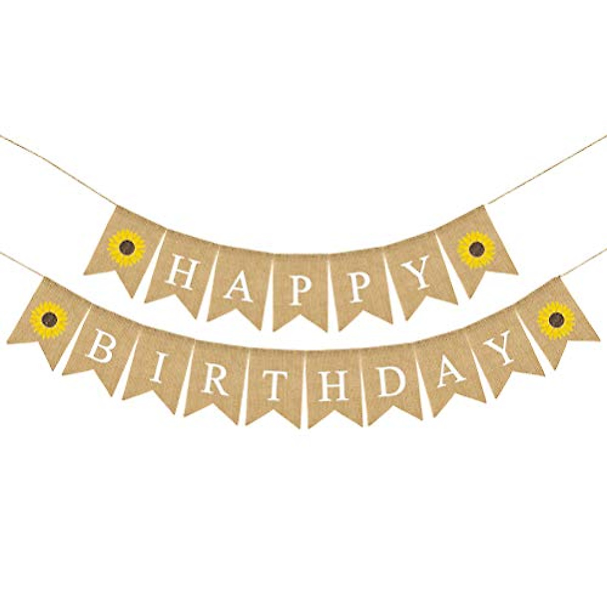 BESTOYARD Birthday Bunting Banner Decorative Burlap Banner Linen Swallowtail Pull Flag Party Supplies (Happy Birthday Letters Sunflower Pattern)