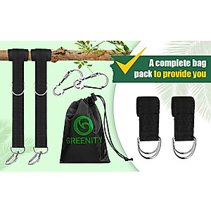 Greenity Tree Swing Strap Adjustable - 5ft Long Hammock Straps for Trees Heavy Duty - Lightweight Hammock Tree Straps with Carabiners Hold 2000 Lbs Fast Way to Hang Swings Using Rope Style Tree Strap