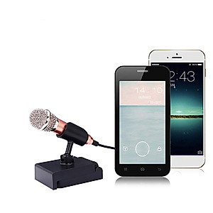 Mini 3.5mm Microphone Condenser Microphone,Portable Vocal Microphone, Mobile Phone Voice Recording,Singing, Recording and Chatting,Phone Karaoke Mic with Stand for iPhone Android Silver