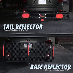 King Bird Folding Hitch Mount Cargo Carrier 60x24x6 with Hitch Lock & Hitch Stabilizer & Cargo Net & Ratchet Straps Fits to 2'' Receiver,550LBS Capacity Cargo Basket | Trailer Tow Hitch Cargo Carrier