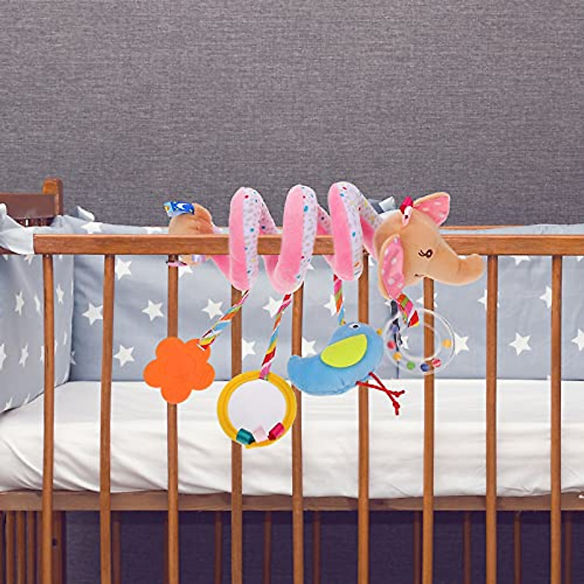 ibasenice Early Decor Toys Animals Plush Mobile Pendant Spiral Sters Cart Theme Car Carriage Baby Funny Crib Multi-Functional Kids Ster Shape Bed Worm Educational Around for Doll Girls