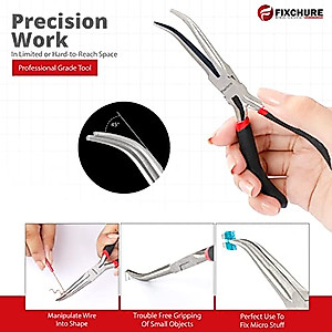 6 Inch Long Needle Nose Pliers Set 2 PCs – Heavy Duty Carbon Steel, Insulated, Non-Serrated, Long Nose Pliers with PVC Coating & Rust Proof Finish for Long Reach