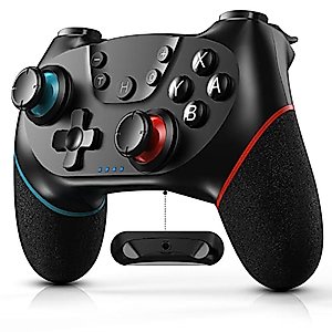 Diswoe Switch Controller, Wireless Pro Controller for Switch/Switch Lite/Switch OLED, Switch Remote Gamepad with Joystick, Adjustable Turbo Vibration with Programmable Function - Black