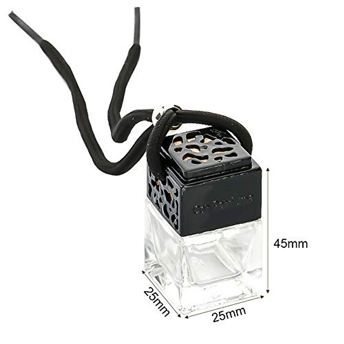 4 Packs Car Essential Oil Diffuser Empty Square Perfume Bottles Hanging Diffuser Bottle Air Fresher Ornament Rearview Mirror Decor (Black)