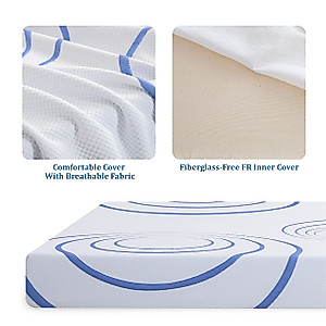 EGOHOME 8 Inch Queen Mattress, Charcoal Gel Cooling Memory Foam Mattress in a Box, Medium Fiberglass Free Mattress Made in USA, CertiPUR-US Certified, Blue