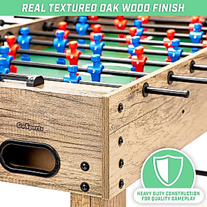 GoSports 48 Inch Game Room Size Foosball Table - Oak Finish - Includes 4 Balls and 2 Cup Holders