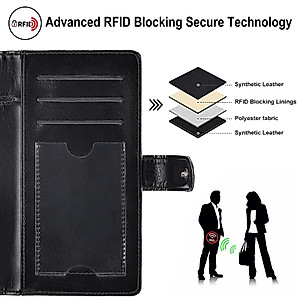 Black Checkbook Covers- Leather RFID Check Registers for Personal Checkbook，Women&Men Wallets with Checkbook Holder Case (Black)