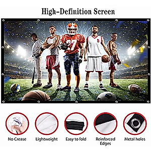 Projector Screen 120 inch,16:9 4K Portable Foldable Movie Screen, Anti-Crease Free of Punch Cleanable Traceless Double-Sided Indoor and Outdoor Projection Screen for Home,Party,Camping,Office