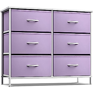 Sorbus Kids Dresser with 6 Drawers and 2 Drawer Nightstand Bundle - Matching Furniture Set - Storage Unit Organizer Chests for Clothing - Bedroom, Kids Rooms, Nursery, & Closet (Purple)