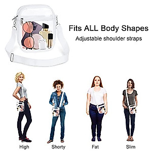 KETIEE Clear Bag Stadium Approved, Clear Crossbody Bag with Adjustable Strap Clear Purse for Women Clear Stadium Bag for Concerts Sports Festivals(White)
