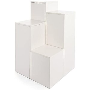 Displays2go Tall Pedestal Display Set, Four Sizes, Particle Board Construction, Melamine Finish - White (WDCUBEWHT0)