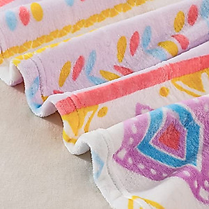 Whale Flotilla Flannel Fleece Throw Blanket for Couch/Sofa/Chair, Plush Soft Warm Blanket with Printed Geometry Pattern, 50"x70", Cute Pink